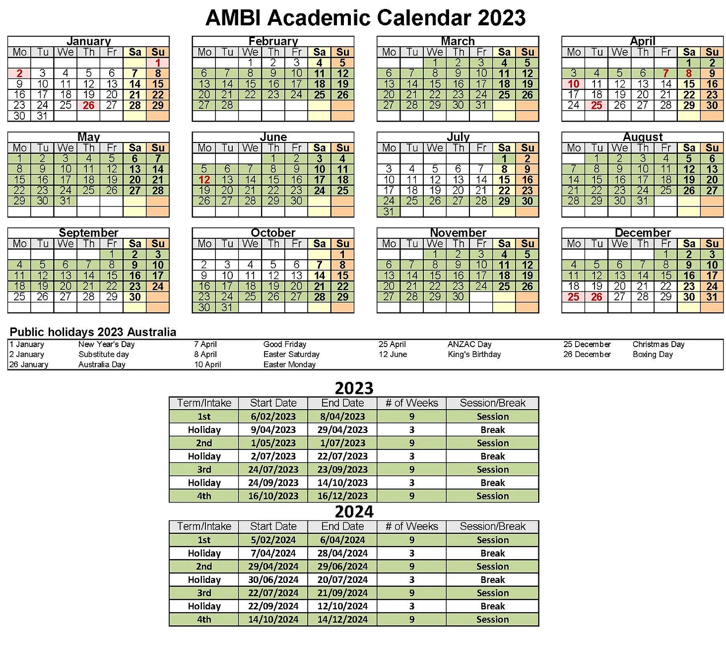Academic Calendar – AMBI